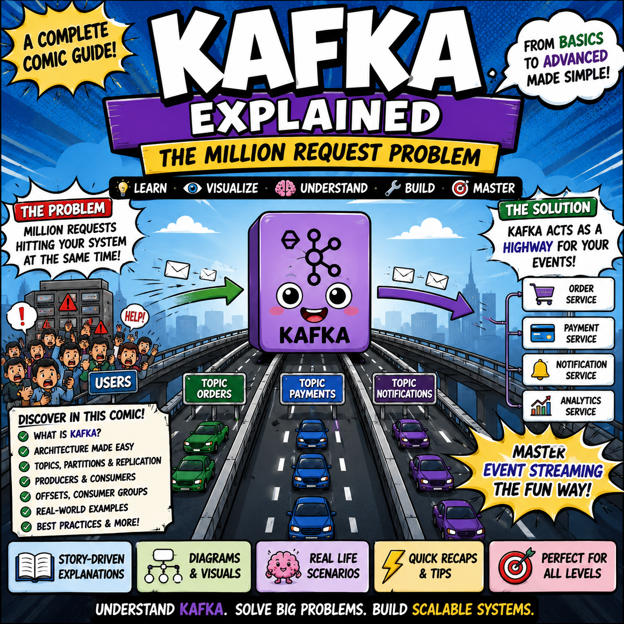 Kafka Explained: The Million Request Problem | GyaanGrid Comics | GyaanGrid